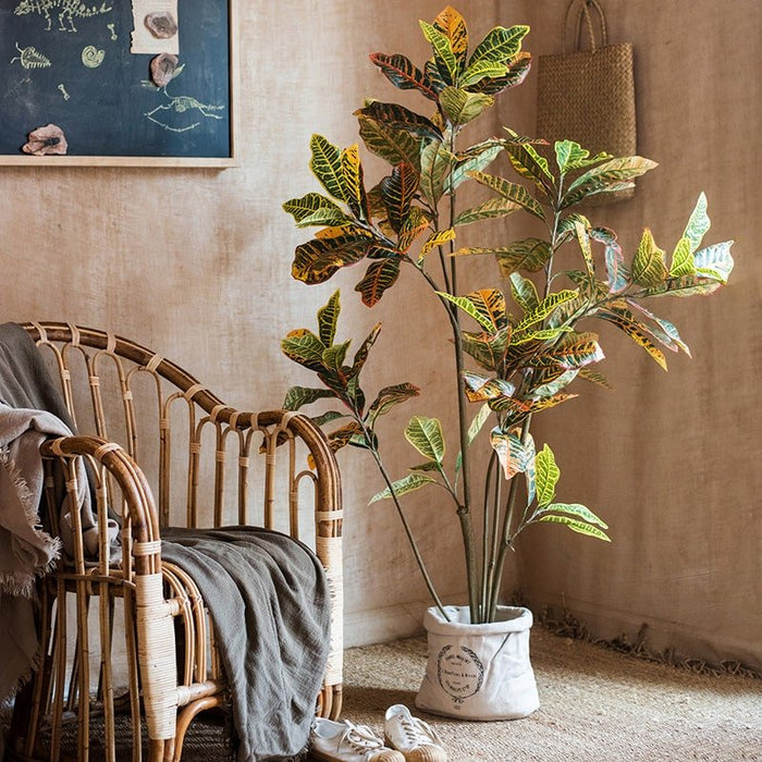 Large Leaf Artificial Croton Tree In Pot – RusticReach