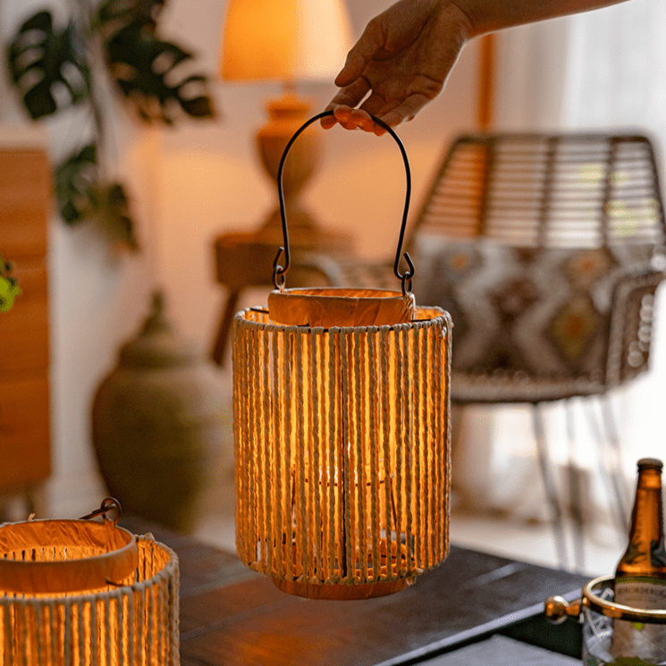 Portable Lantern Candle Holder Rope Paper Lantern – RusticReach