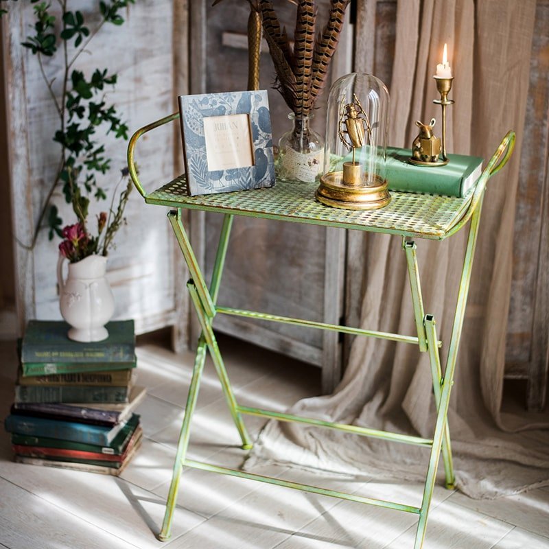 Green Farmhouse Metal Side Table – RusticReach