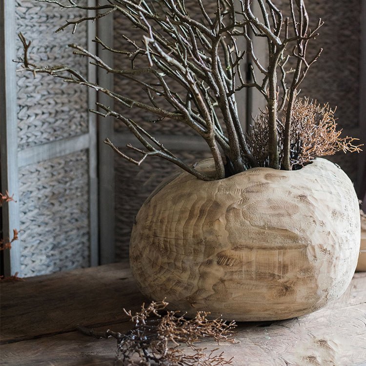 Parasol Tree Wood Natural Solid Wood Floral Container – RusticReach