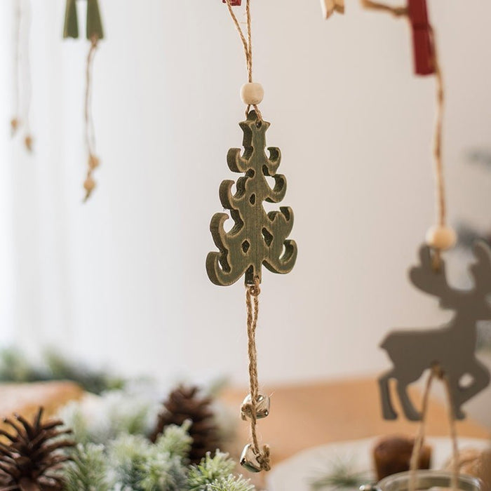 Christmas Wood Santa Deer Tree Ornament Randomly Picked Set of 10 ...