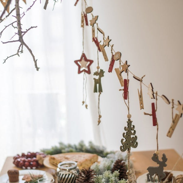 Christmas Wood Santa Deer Tree Ornament Randomly Picked Set of 10 ...