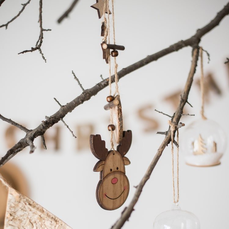 Christmas Wood Santa Deer Tree Ornament Randomly Picked Set of 10 ...