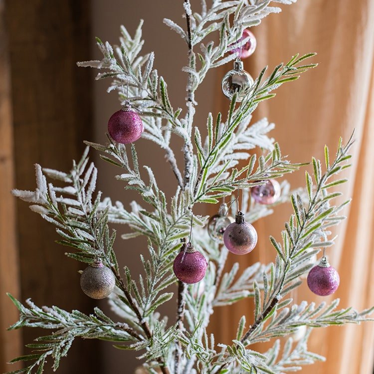 Cedar Fir Tree Snow Flocked Christmas Tree in Paper Wrapped Base ...