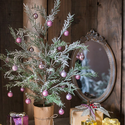 Cedar Fir Tree Snow Flocked Christmas Tree in Paper Wrapped Base ...