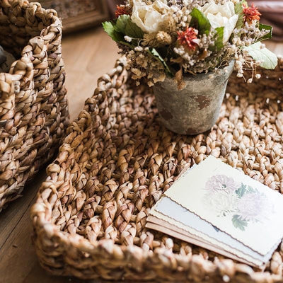 Organic Straw Organizer Storage with Lid – RusticReach