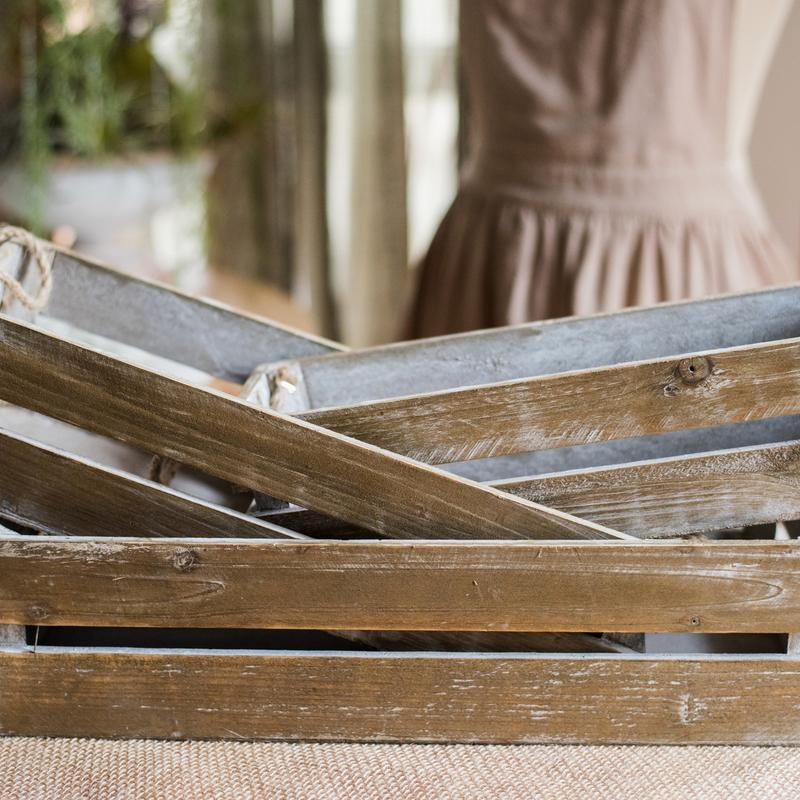 Solid Wood Crate Flat Long Crate With Rope Handles – RusticReach